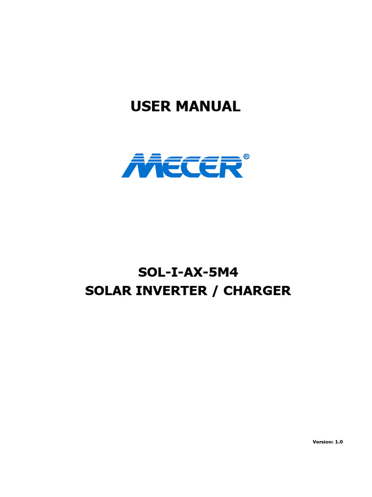 Sol I Ax 5m4 User Manual | PDF | Battery Charger | Power Inverter