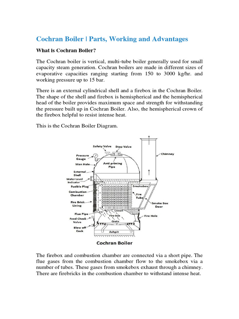 Cochran Boiler Parts Working Advantages and Features | PDF | Boiler ...