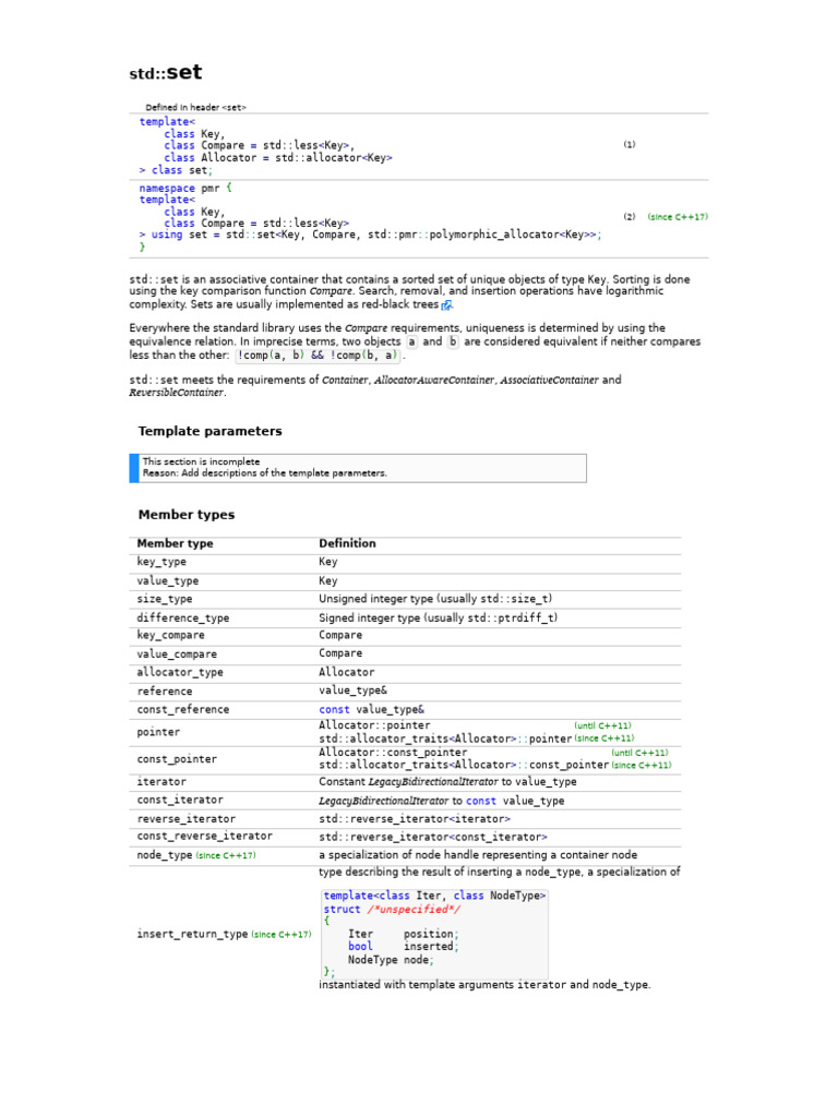STD Set | PDF | C++ | Method (Computer Programming)