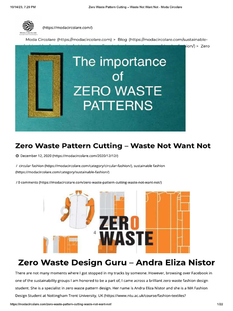 Zero Waste Pattern Cutting - Waste Not Want Not | PDF