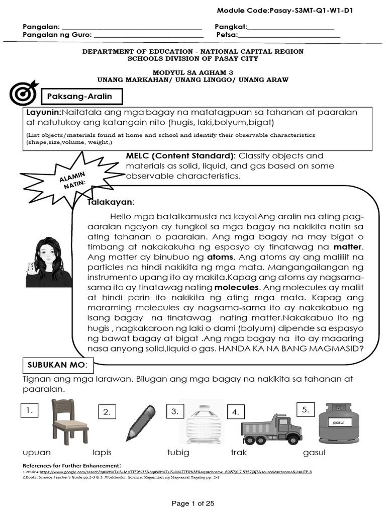 5 Pasay-Grade 3-Science Q1-W1 | PDF