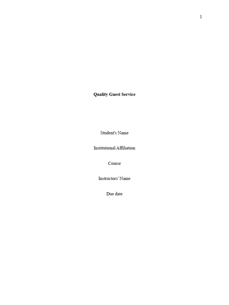 Quality Guest Service | PDF | Buffet | Cafeteria