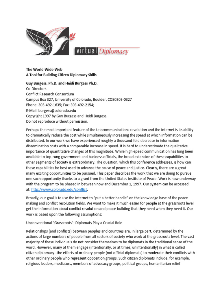 World Wide Web - A Tool Building Citizen Diplomacy Skills | PDF ...