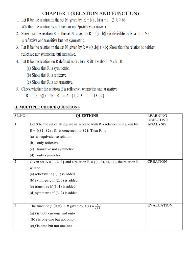 MATHS Matrix and Relation Function and Inverse Trignometery | PDF | Mathematics | Mathematical ...