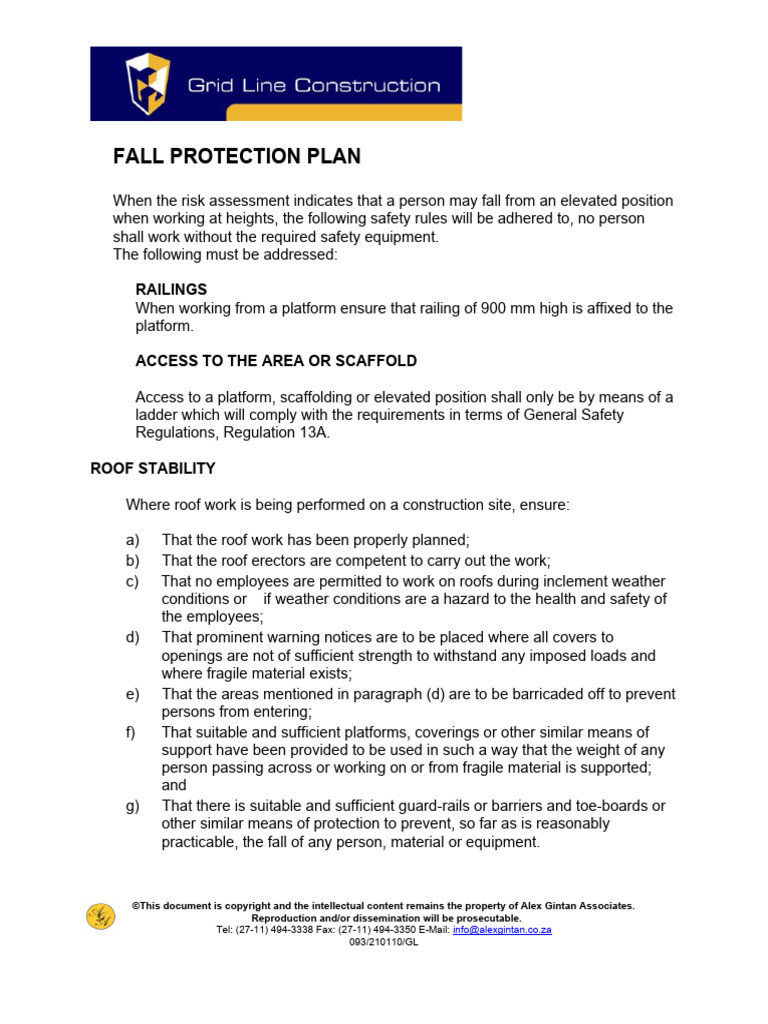 093-210110-GL Fall Protection Plan | PDF | Safety