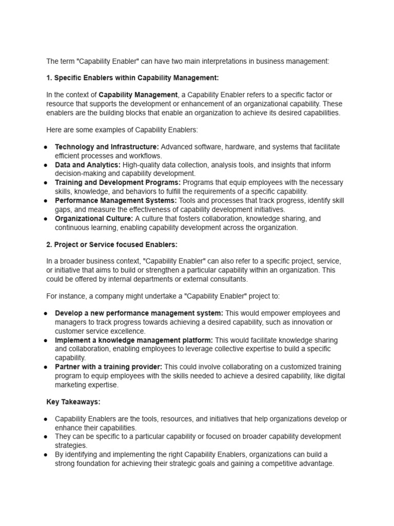 Apa Yang Dimaksud Dengan Capability Enabler | PDF | Knowledge ...