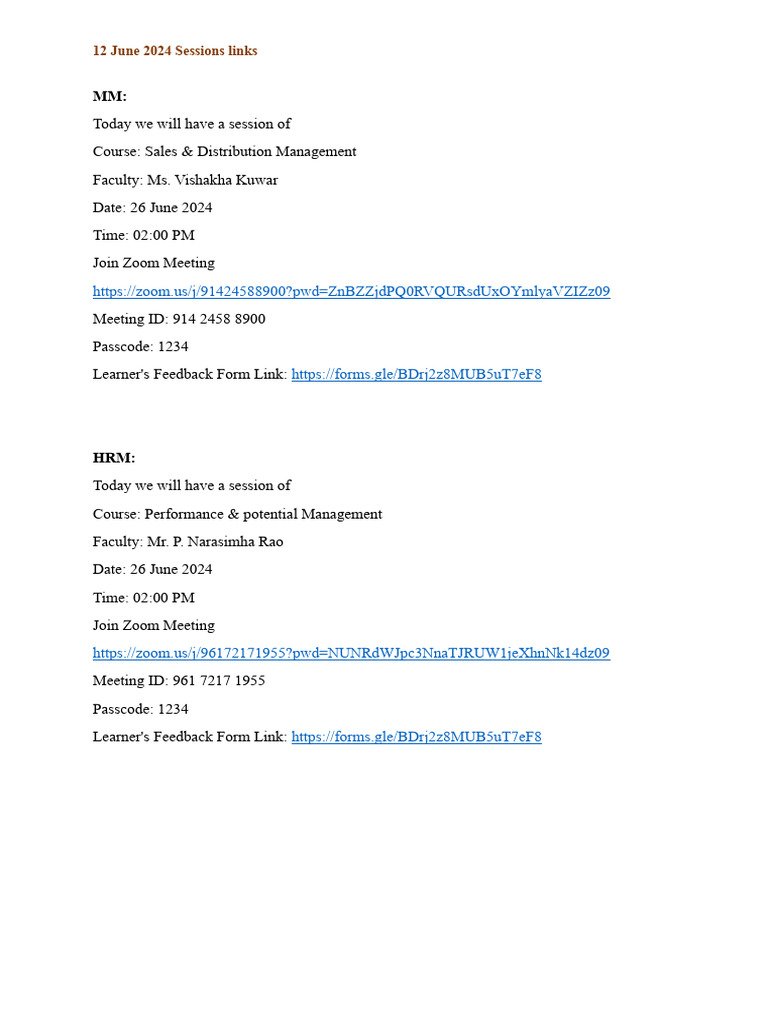 26 June 2024 Sessions List | PDF | Electronics | Engineering