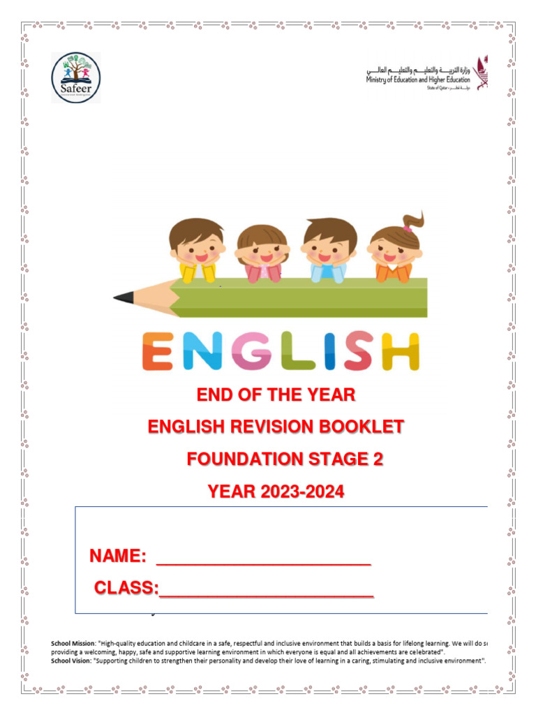 End of Year English Revision Booklet 2024 | PDF | Child Care | Language ...