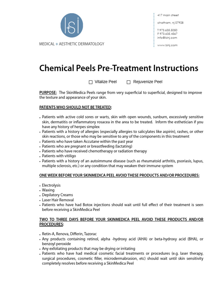 Chemical Peels Pre-Post Treatment Instructions | Download Free PDF | Sunscreen | Integumentary ...