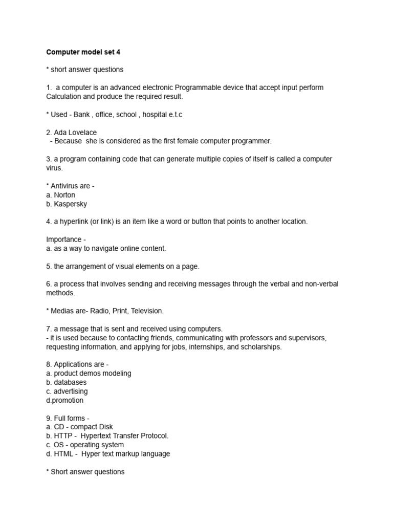 Computer model set 4 | PDF | World Wide Web | Internet & Web
