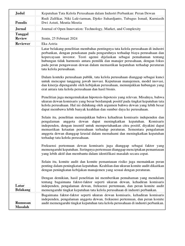 Tugas 3 Riview Jurnal Lembaga Keuangan Bank Dan Non Bank Eka Astria 210903502112 Keuangan A ...