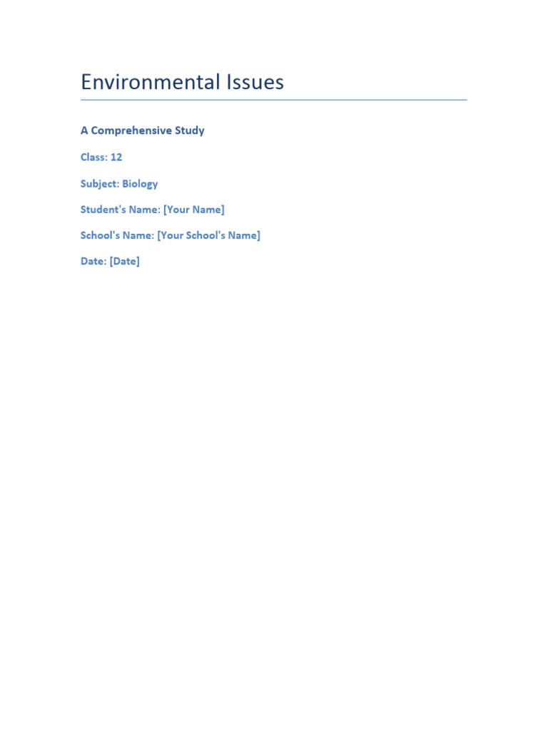 Updated Environmental Issues Class 12 Biology With Placeholders | PDF ...