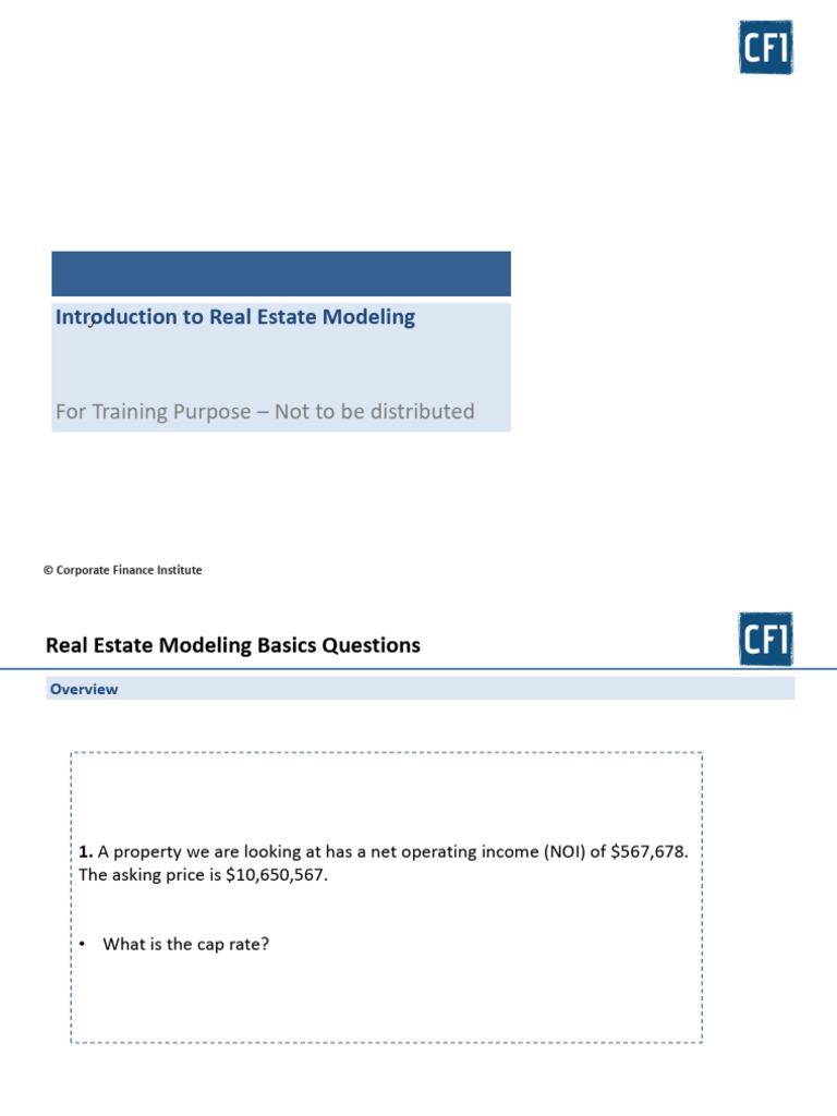 Real Estate Modeling Basics | PDF