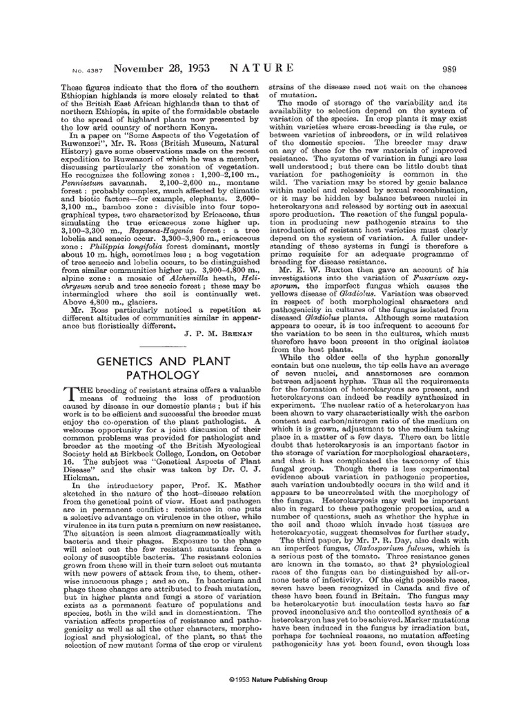 Genetics and Plant Pathology | PDF | Plant Breeding | Fungus