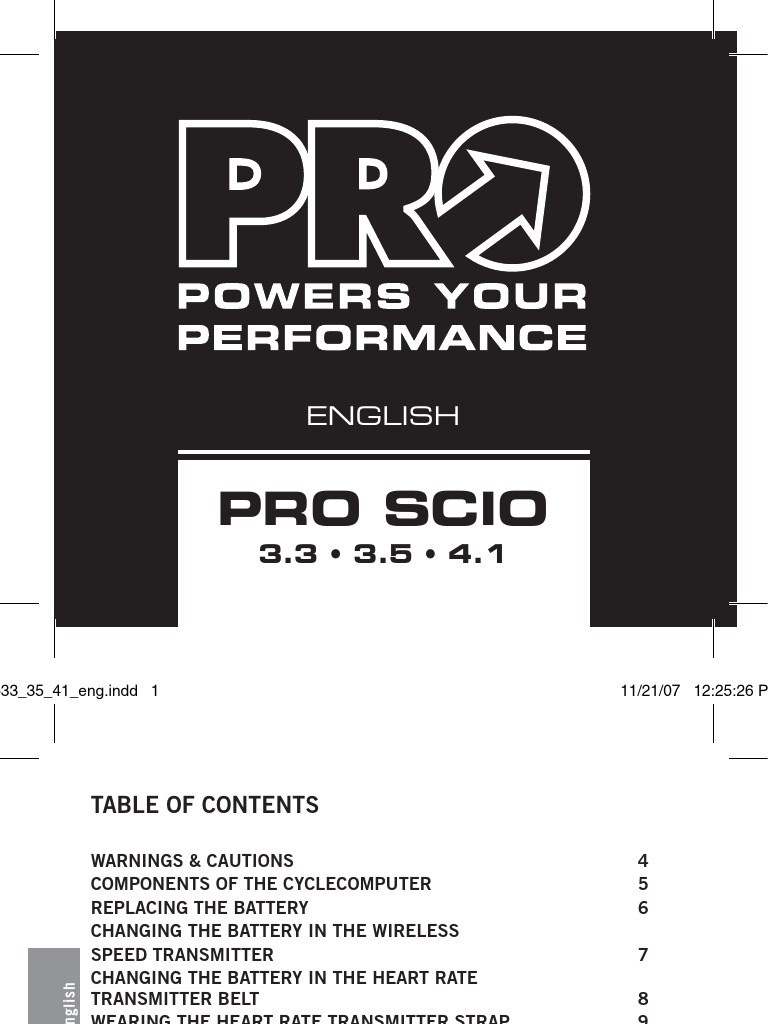 Pro Scio 3.3 Cycling Computer | PDF