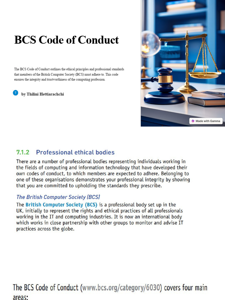 BCS Code of Conduct Overview | PDF | Confidentiality | Conflict Of Interest