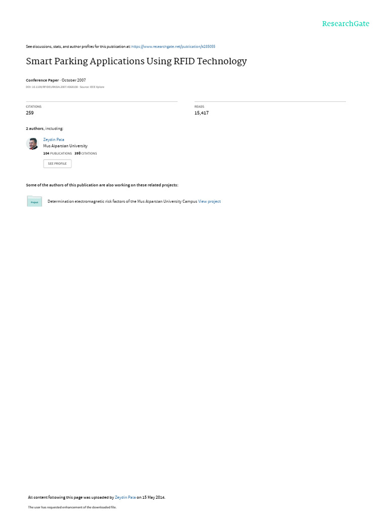 Smart 20 Parking 20 Applications 20 Using 20 RFID20 Technology | PDF | Radio Frequency ...
