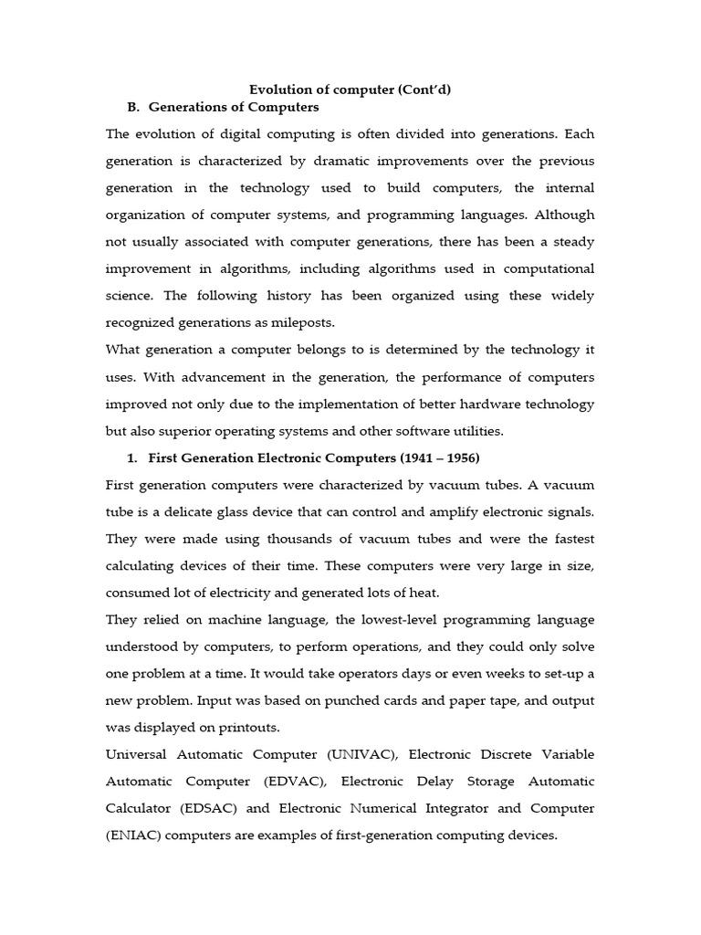 Evolution of Computer (Cont'd) | PDF | Integrated Circuit | Electronics