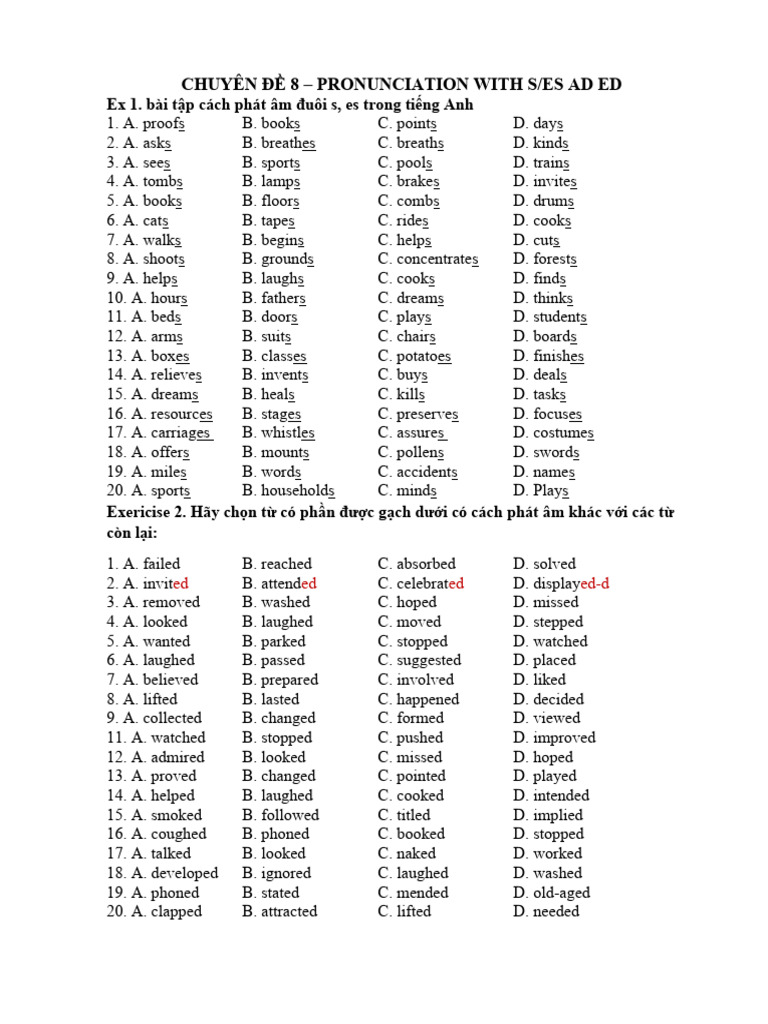 Phát Âm S.es - Ed | PDF | Vietnam