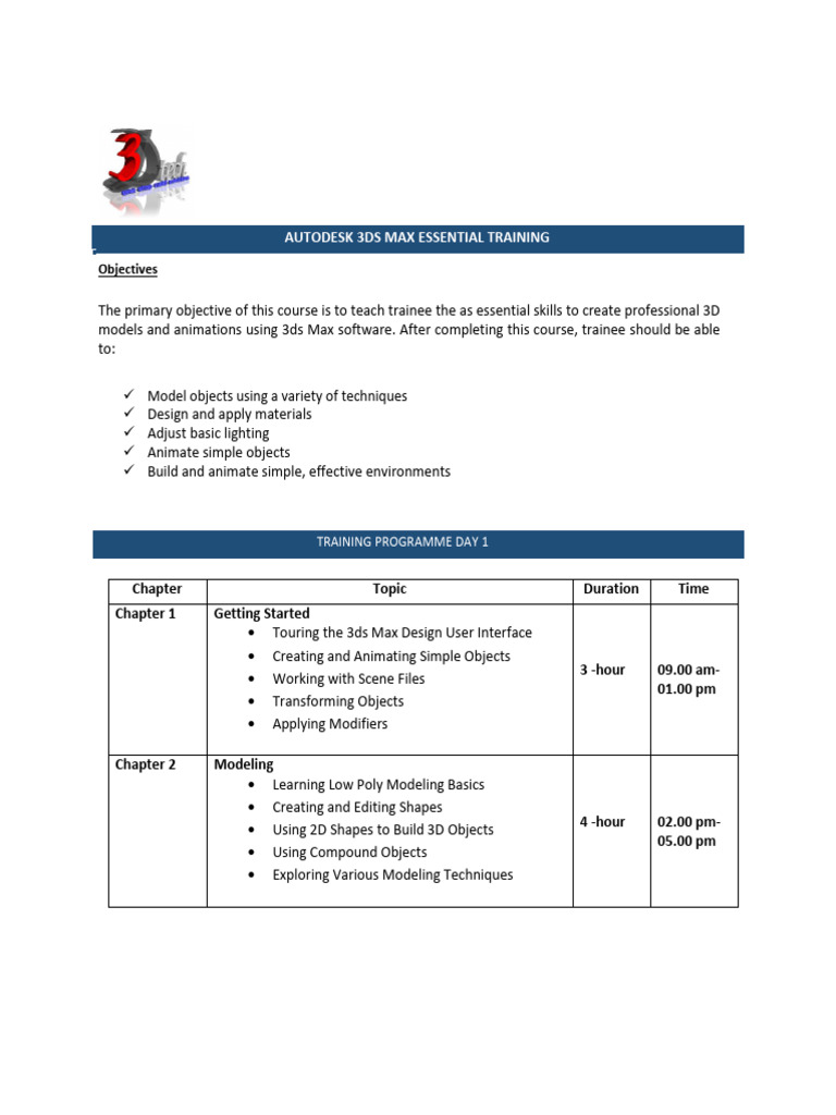 MC_Autodesk 3ds Max Essential Training_course outline | Download Free ...