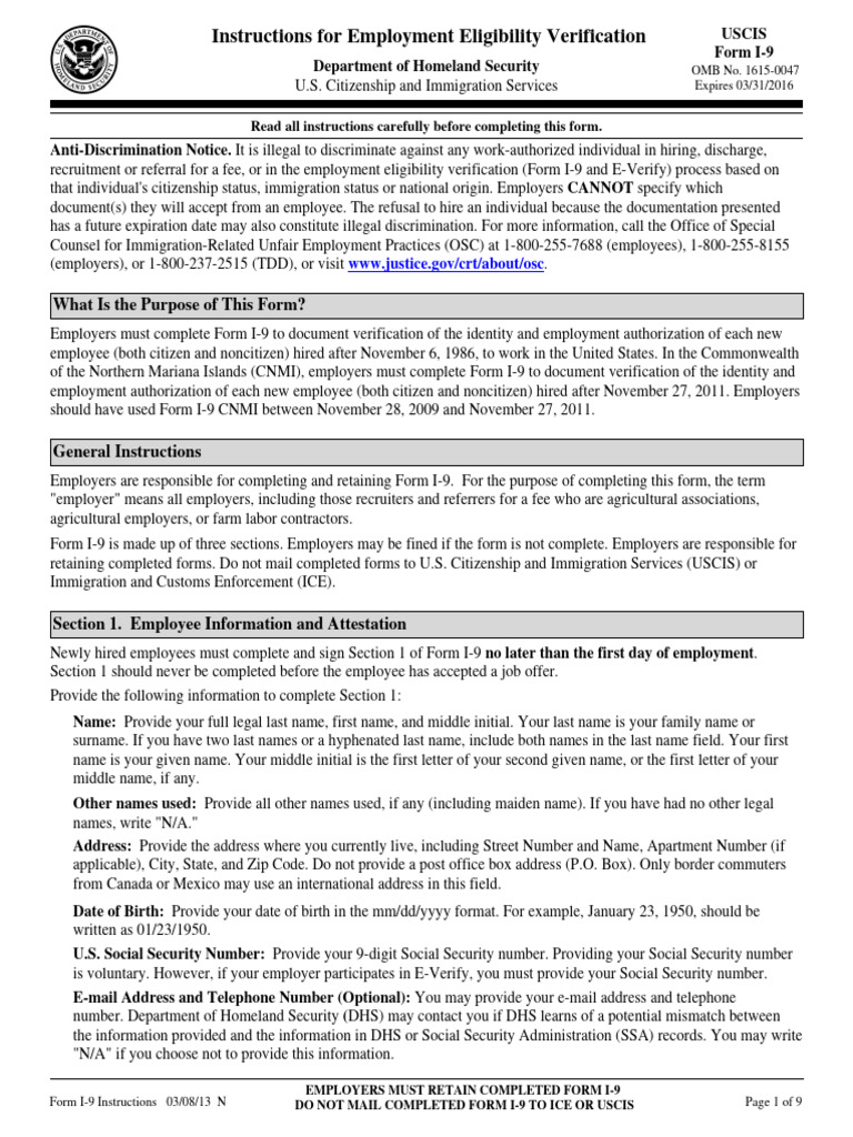 Employment Eligibility Verification Form | PDF | Government | Federal ...