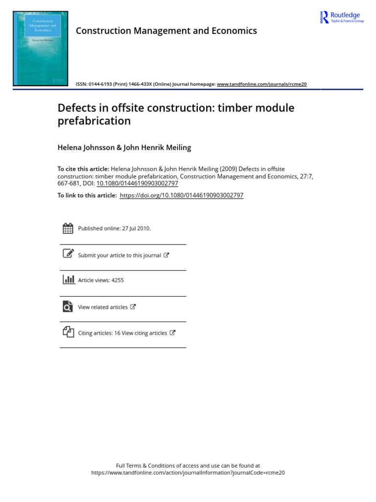 Defects in Offsite Construction Timber Module Prefabrication | PDF ...