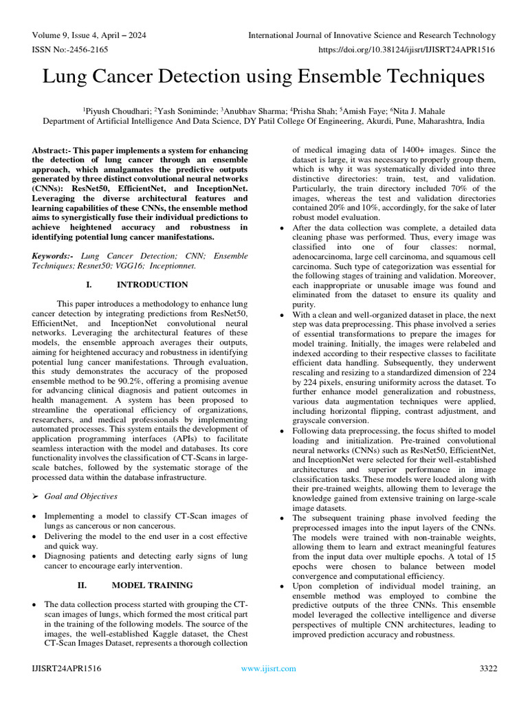 Lung Cancer Detection Using Ensemble Techniques | PDF | Ct Scan ...