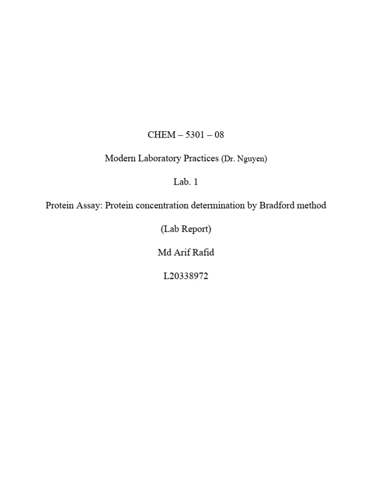 Protein Concentration Determination by Bradford Method | PDF ...