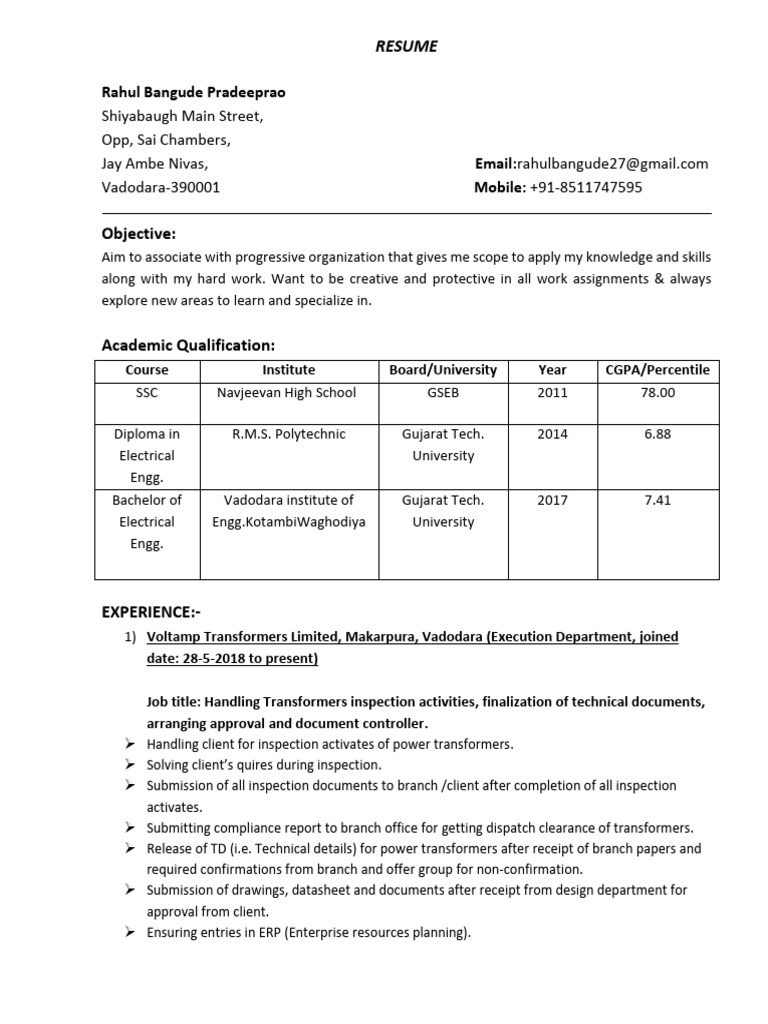 Shine Rahul Bangude 6yrs 5m Vadodara 5.00 LPA Marketing | PDF | Enterprise Resource Planning