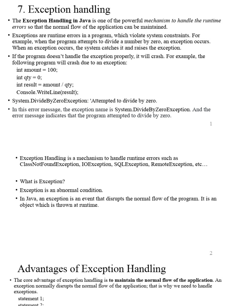 4 Exception Handling | PDF | Software Engineering | Computer Programming 4 Exception Handling | PDF | Software Engineering | Computer Programming