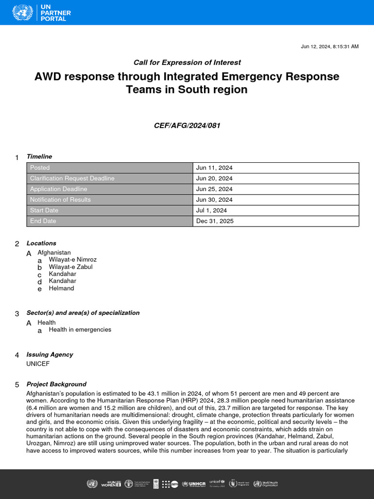 AWD Response Through Integrated Emergency Response Teams in South Region | PDF | Cholera | Hygiene