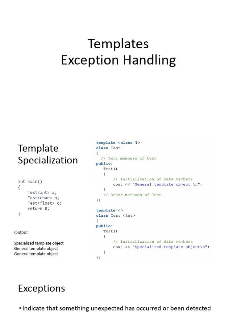 Templates and Exception Handling | PDF | Parameter (Computer ... Templates and Exception Handling | PDF | Parameter (Computer ...