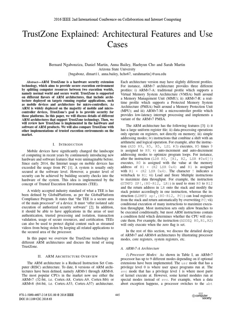 Trustzone Explained Cic2016 | PDF | 64 Bit Computing | Central Processing Unit