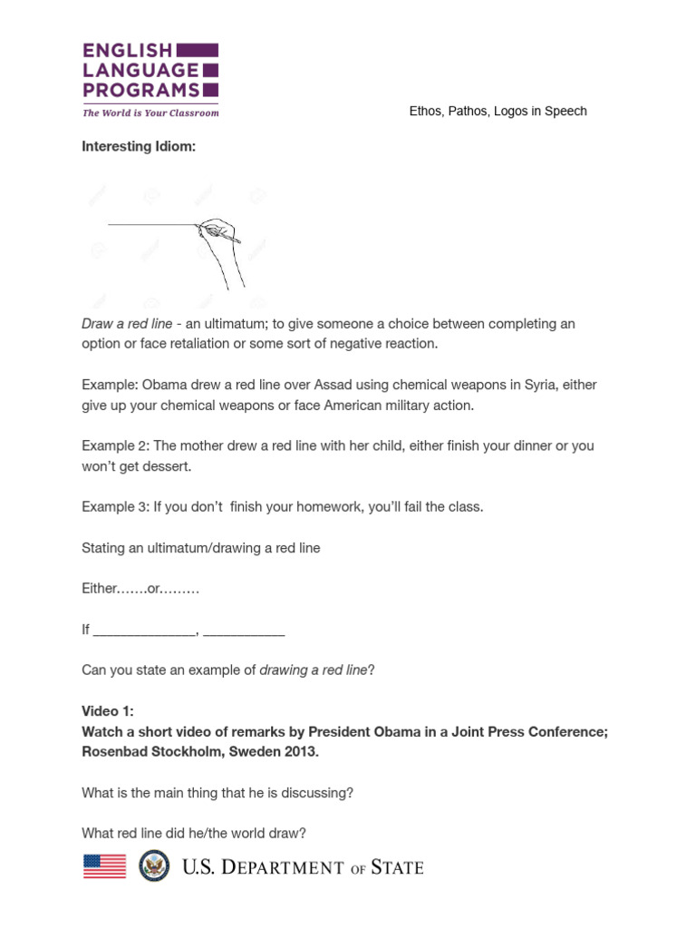 Ethos Pathos Logos In Speech Pdf Logos Bashar Al Assad