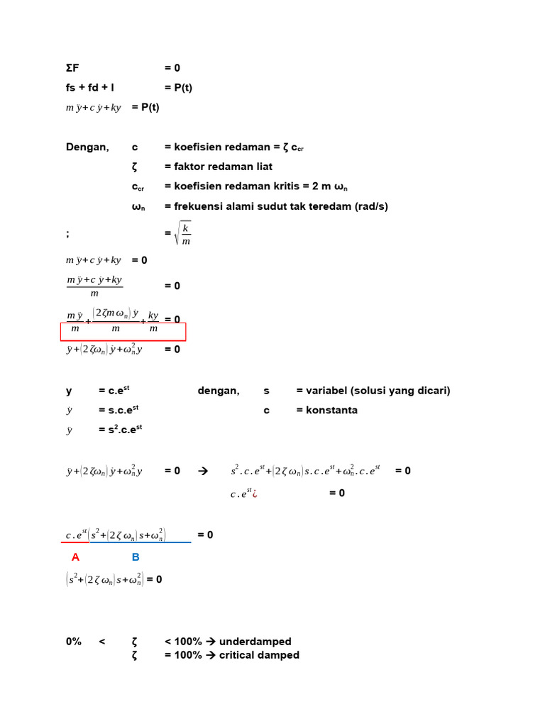 M Y+c Y+ky M | PDF | Damping | Differential Equations