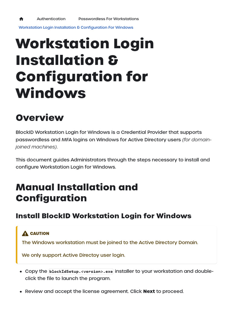 Workstation Login Installation & Configuration For Windows - 1kosmos ...