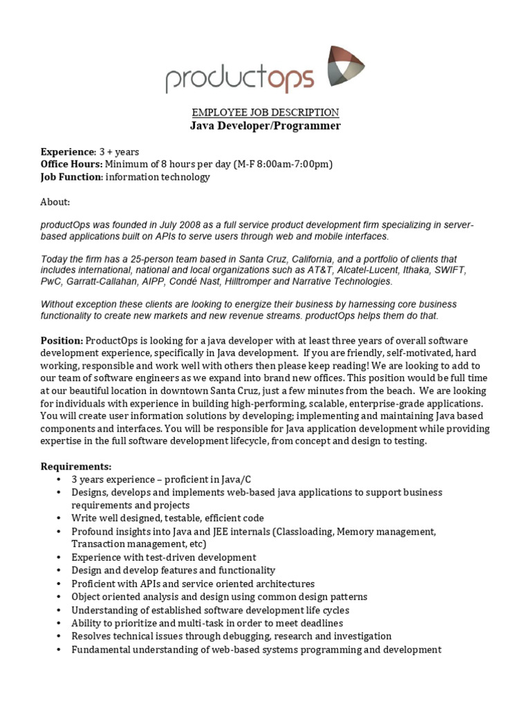 Job Description 2024 06 24T06 37 13.729Z | PDF | Java (Programming ...