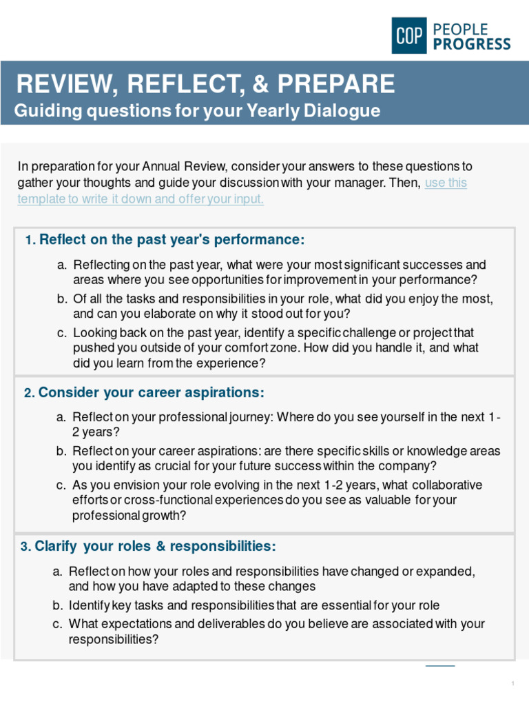 Review, Reflect and Prepare - Employee (2) | PDF | Learning | Collaboration
