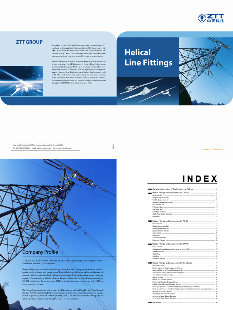 ZTT OPGW Fitting | PDF | Optical Fiber | Electrical Engineering