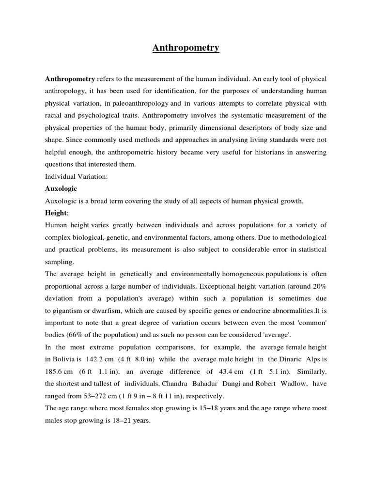 Anthropometry | Download Free PDF | Anthropometry | Science