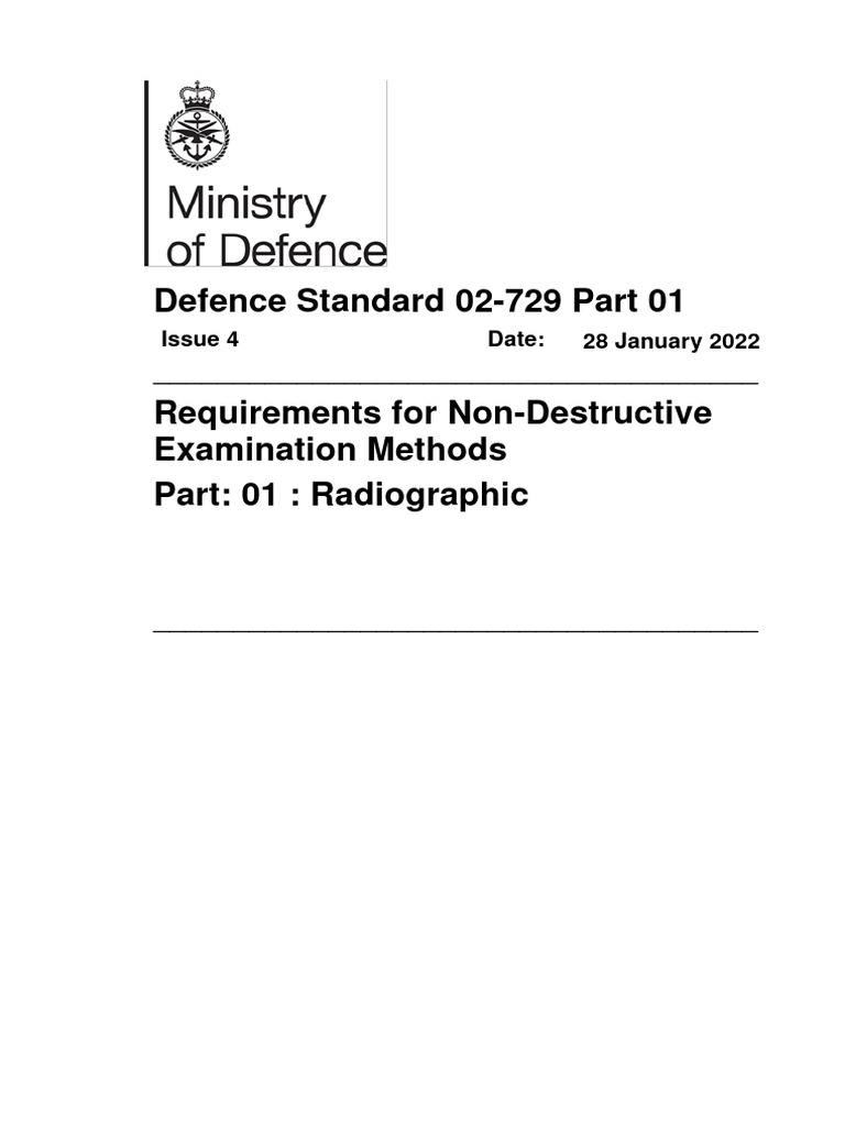 DEF-STAN 02-729 Pt 1 Radiographic | Download Free PDF | Nondestructive ...