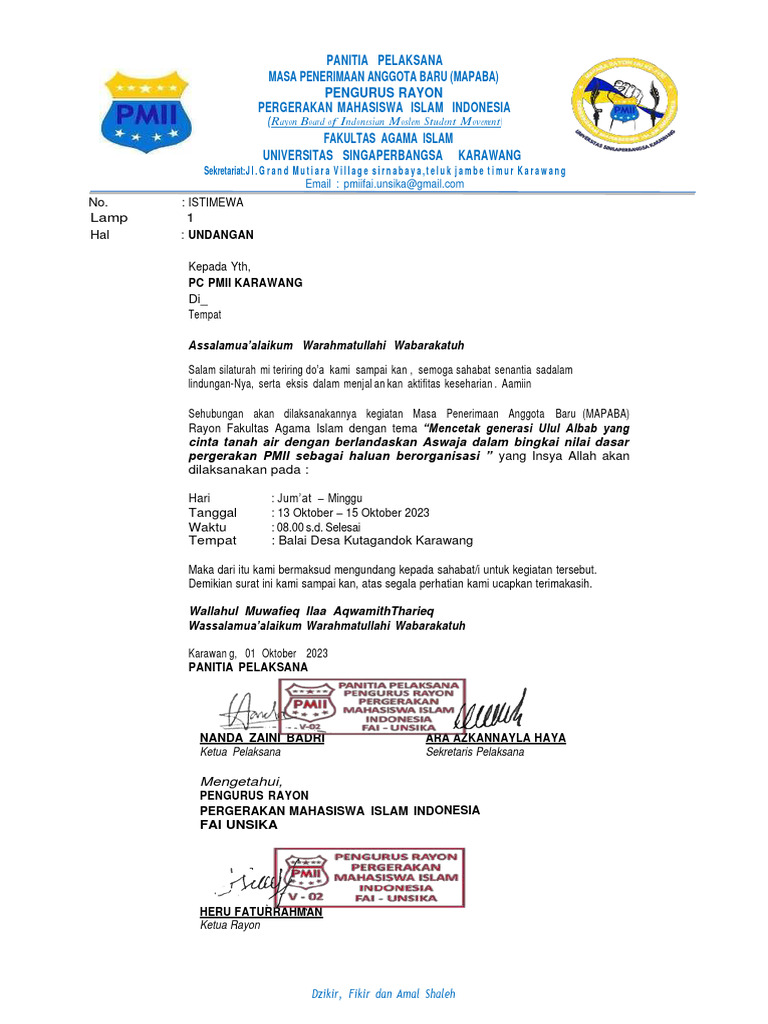 Undangan PC Pmii Karawang | PDF