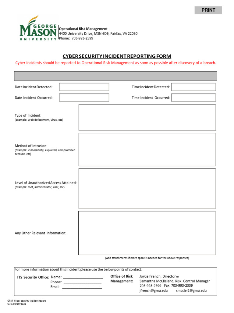 Cyber Security Incident Report Form | PDF | Computers