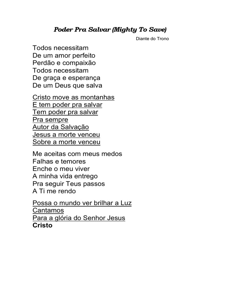 Poder Pra Salvar - Aline Barros - Arranjo Vocal | PDF