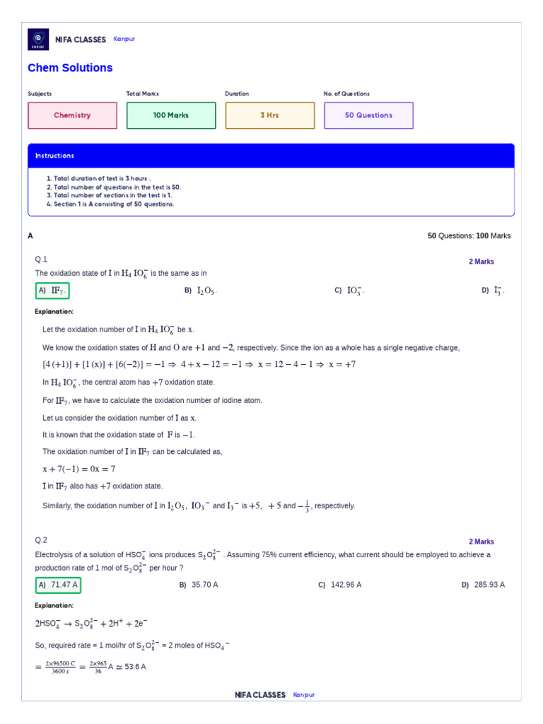 Chem Solutions: Chemistry | PDF | Redox | Ion