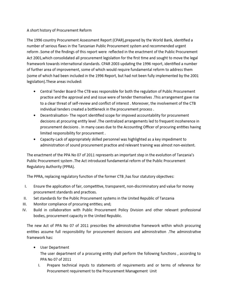 A brief History of Recent Procurement Reform | PDF | Procurement ...