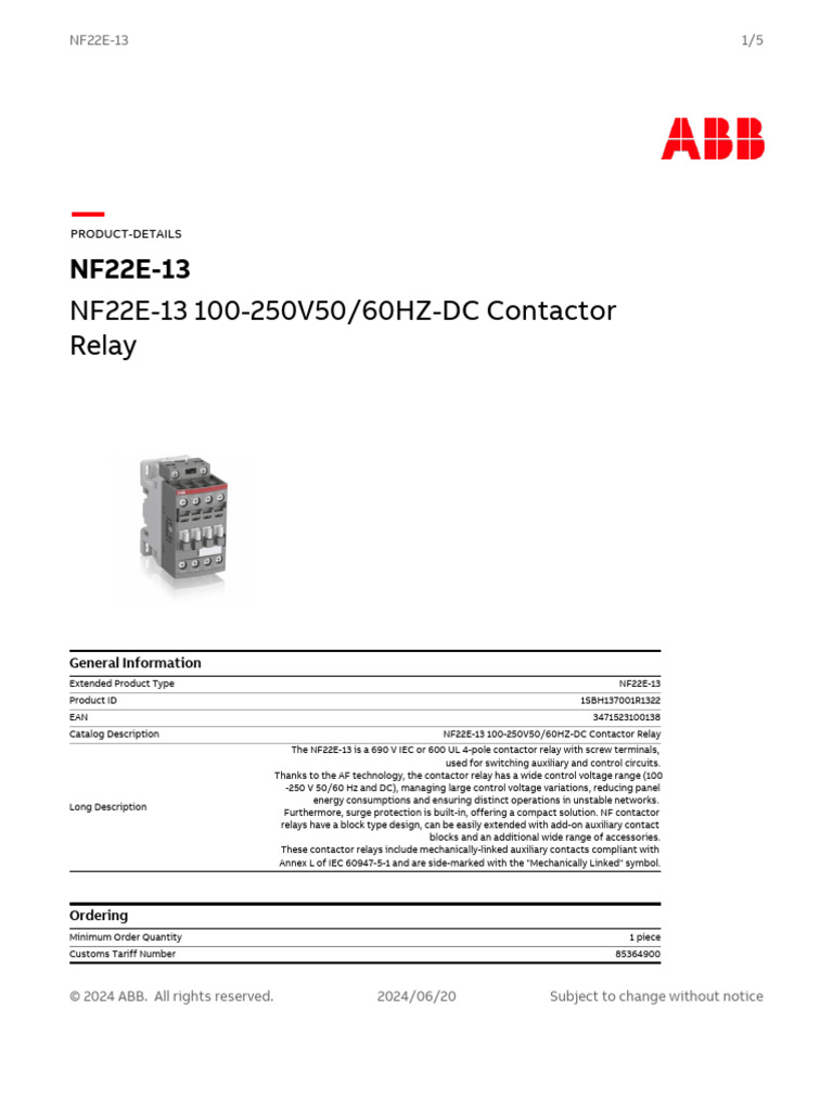 27. 1SBH137001R1322 | PDF | Relay | Inductor