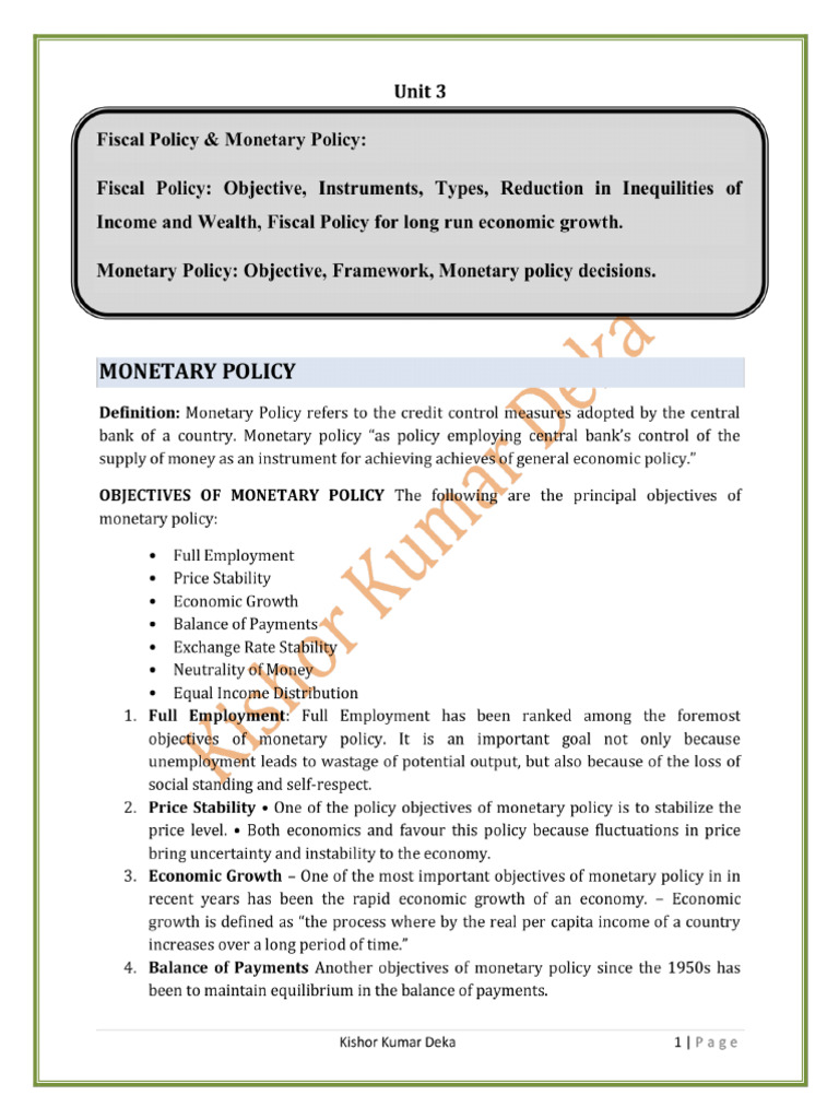 Macro Economics Unit 3 | PDF