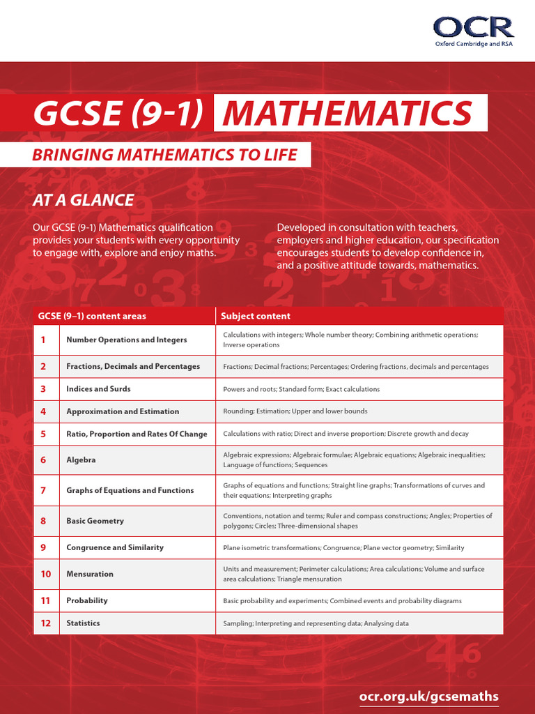 Gcse Mathematics Flyer | PDF | Area | Mathematics