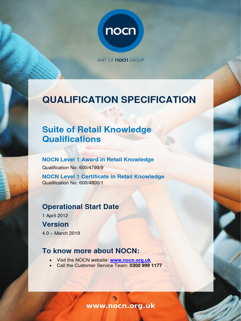 QS NOCNSuiteofRetailKnowledgeLevel1(1) | PDF | Educational Assessment | Learning
